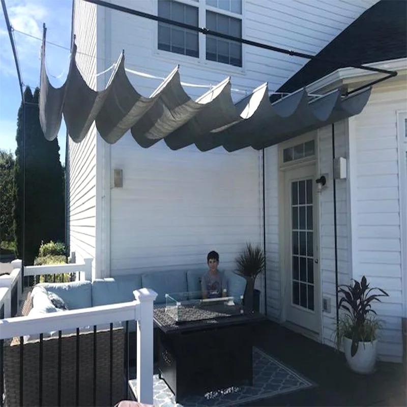 Waterproof Retractable Wave Sun Shade Canopy for Outdoor