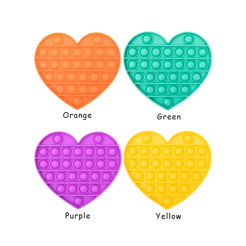 Custom Heart Shape Pop Bubbles Fidget Toy for Stress Relief