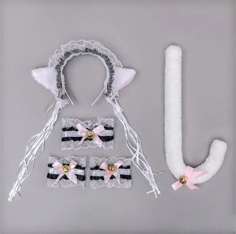 Cute Cat Cosplay Costume Anime Lolita Ears Headband Collar Bracelet and ...