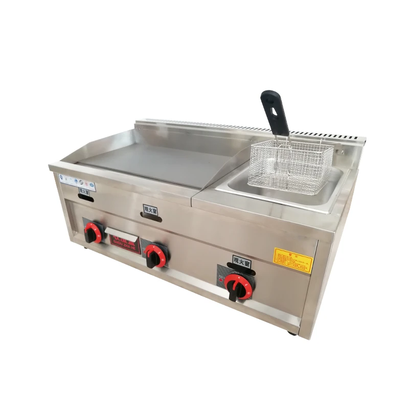 Commercial Stainless Steel Deep Fryer Gas And Griddle Counter Top Gas ...