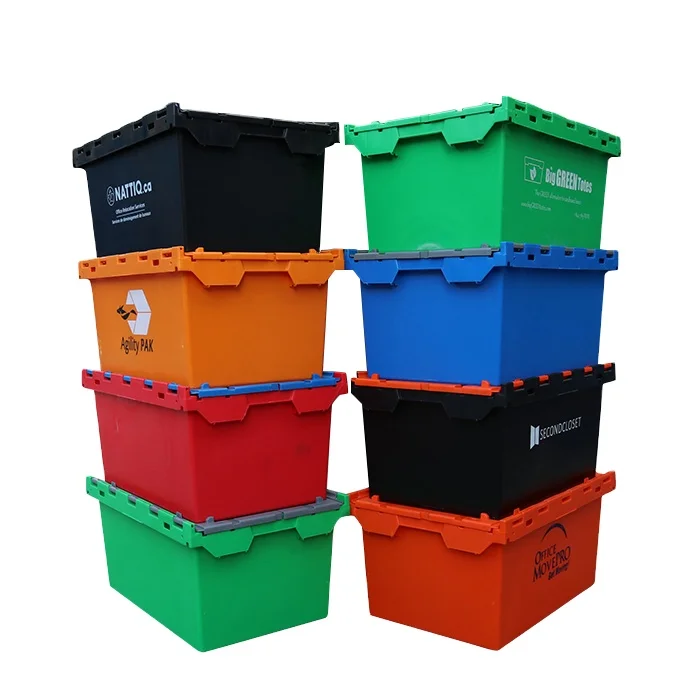 Mu 80l Logistics Attached Lid Distribution Container Stackable Moving ...