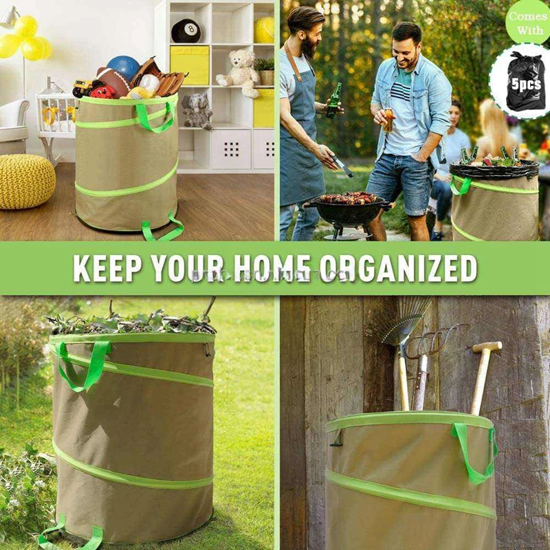 OEM Reusable Foldable Waste Bins Pop-up Collapsible Trash Can Garden ...