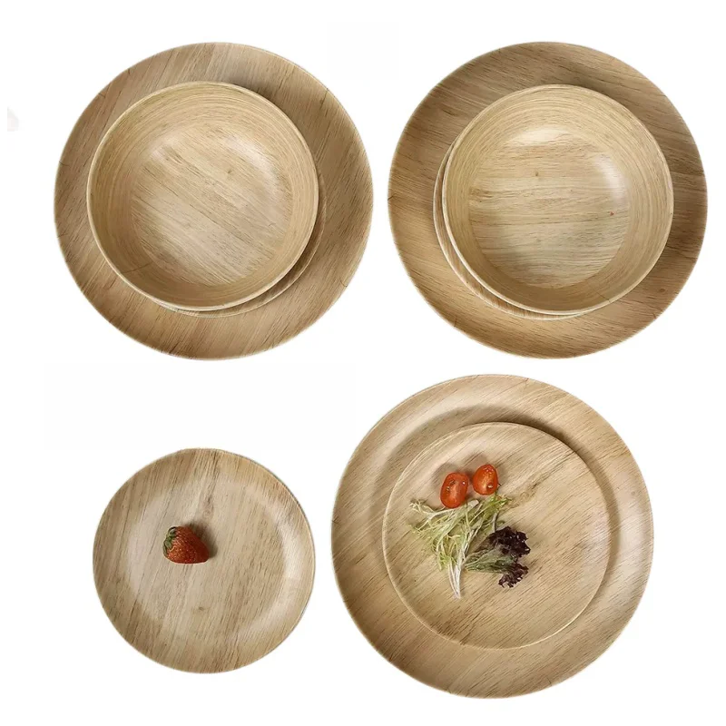 Areca Palm Leaf Bamboo Plates Set Tableware Dinnerware Natural Eco ...