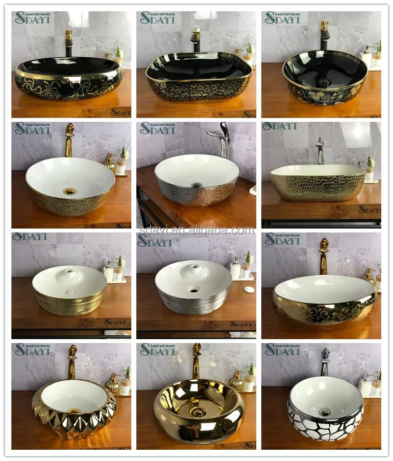 Ceramic Gold Color Wash Basin Bathroom Crocodile Design Luxury Golden ...