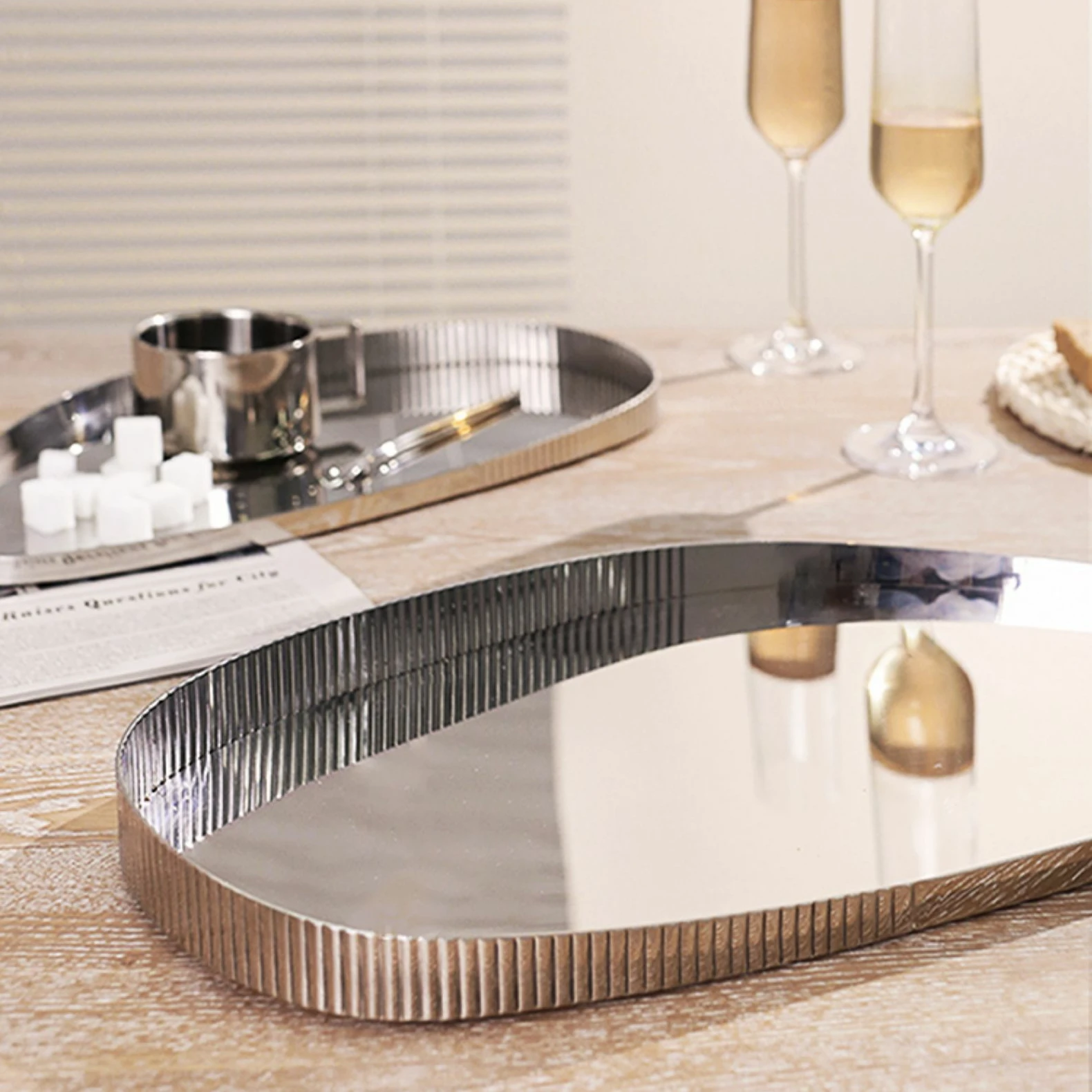 Modern Nordic Silver Luxury Irregular Creative Decorative Tray Serving ...