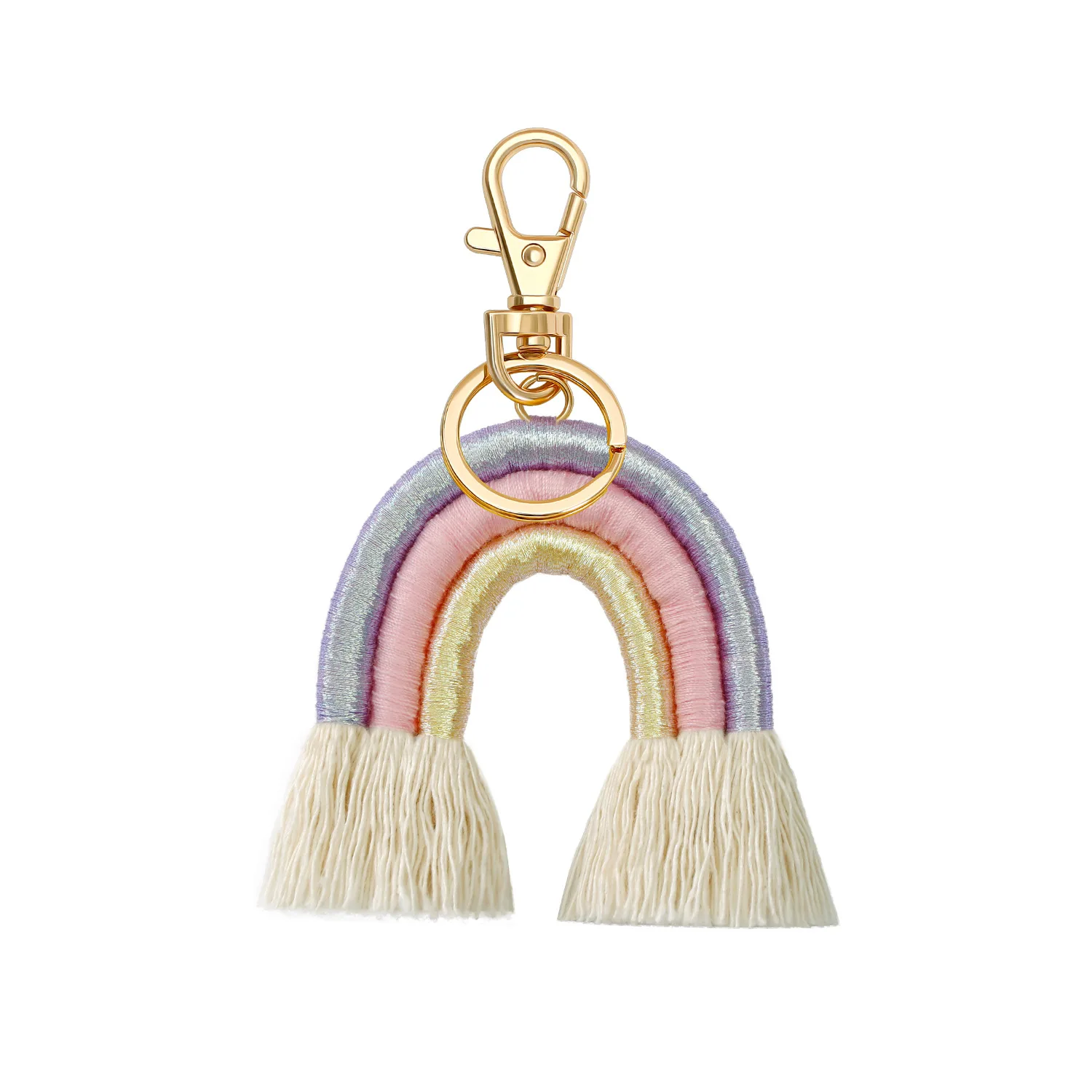 8 Rainbow Key Chains Macrame Weaving Rainbow Tassel Boho Key Chain Key ...