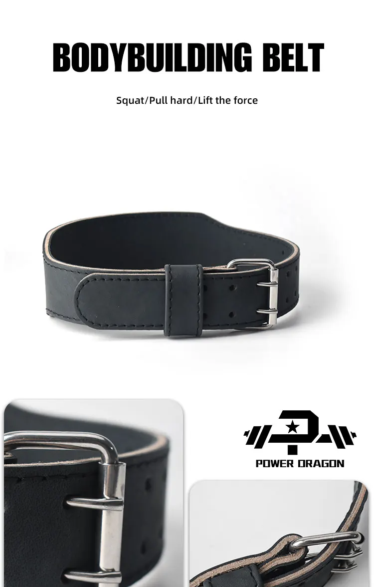 Customized Logo Cowhide Leather Powerlifting Belt Weightlifting Fitness ...