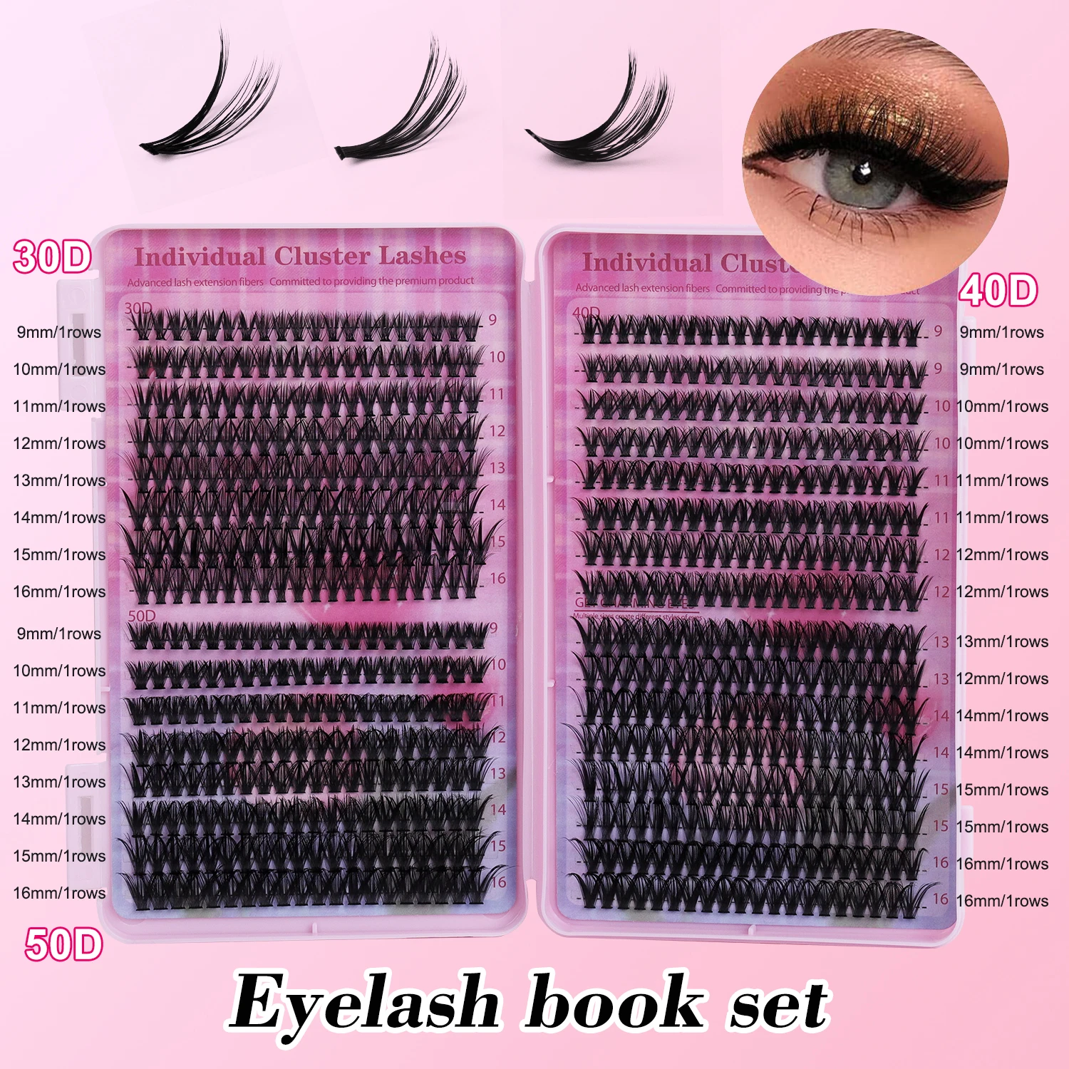 30D 40D 50D D Curl Pre Cut Segment DIY Lash Clusters Kit
