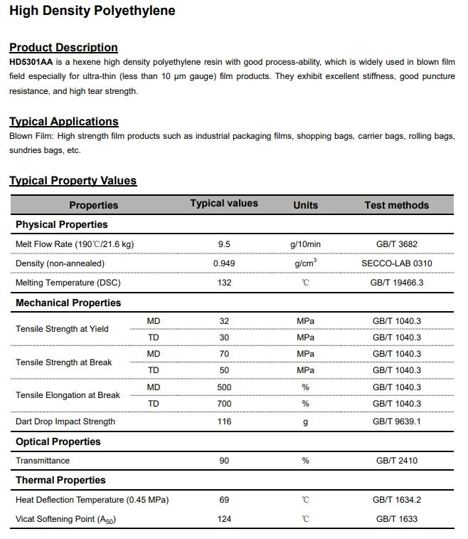 Hdpe Granules Hdpe Hd5301aa Blow Molding Grade Pe Plastic Manufacturer ...