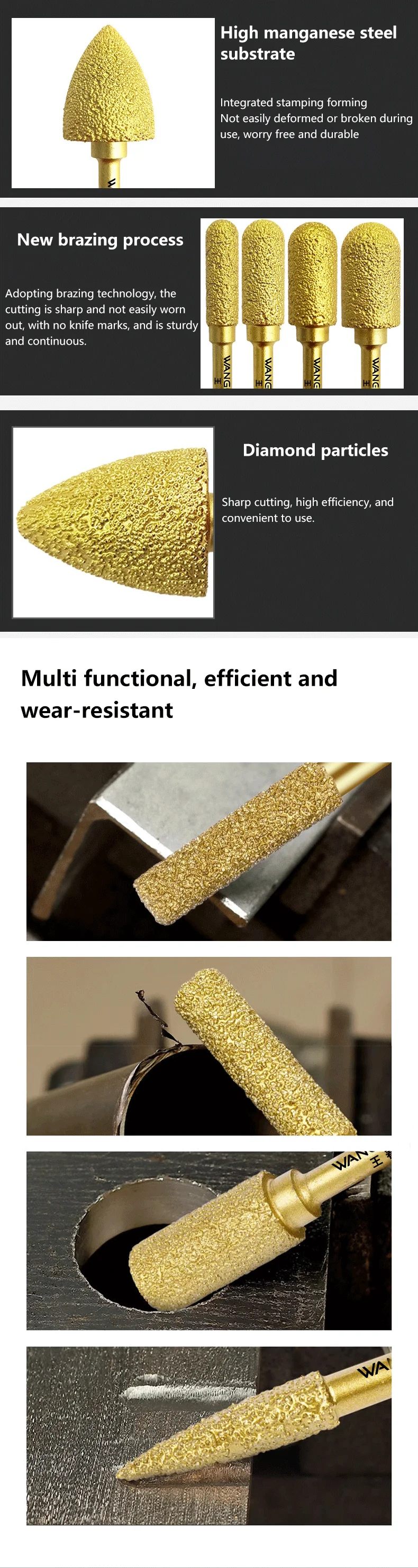 Wcx Diamond Abrasive Tools Vacuum Brazed Diamond Tool Multi Shape ...