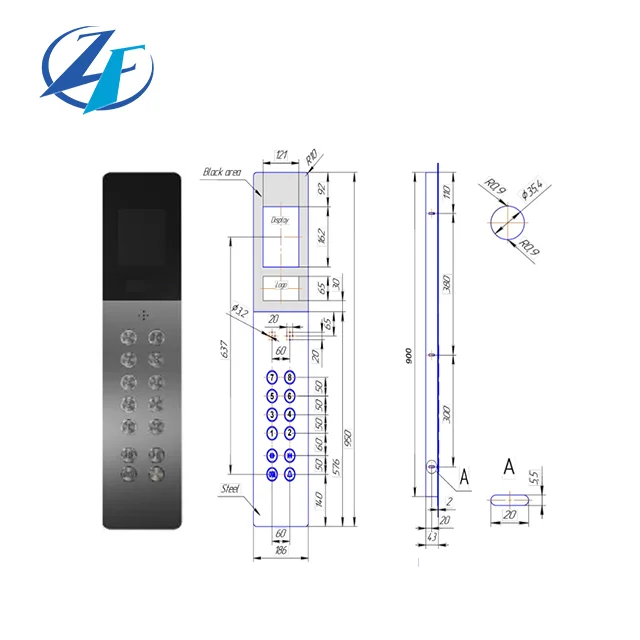Elevator Button Operation Panel - Elevator COP LOP Hop Lift Spare Parts