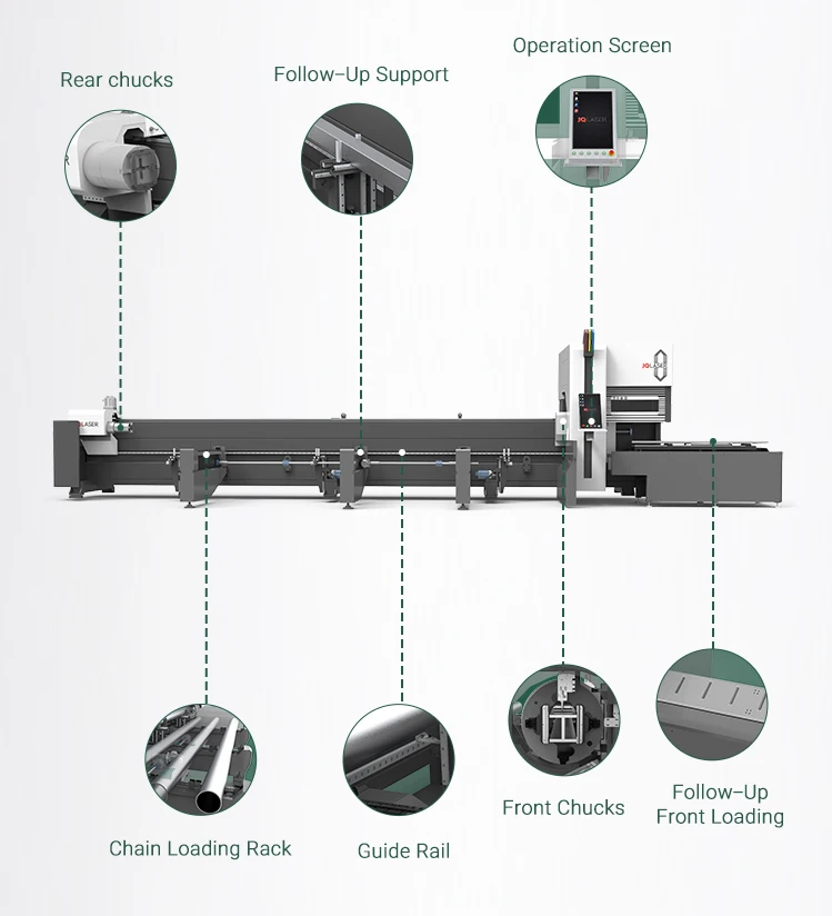 Laser Tube Cutting Processing Vertical Three Chucks 2KW Small Pipe ...