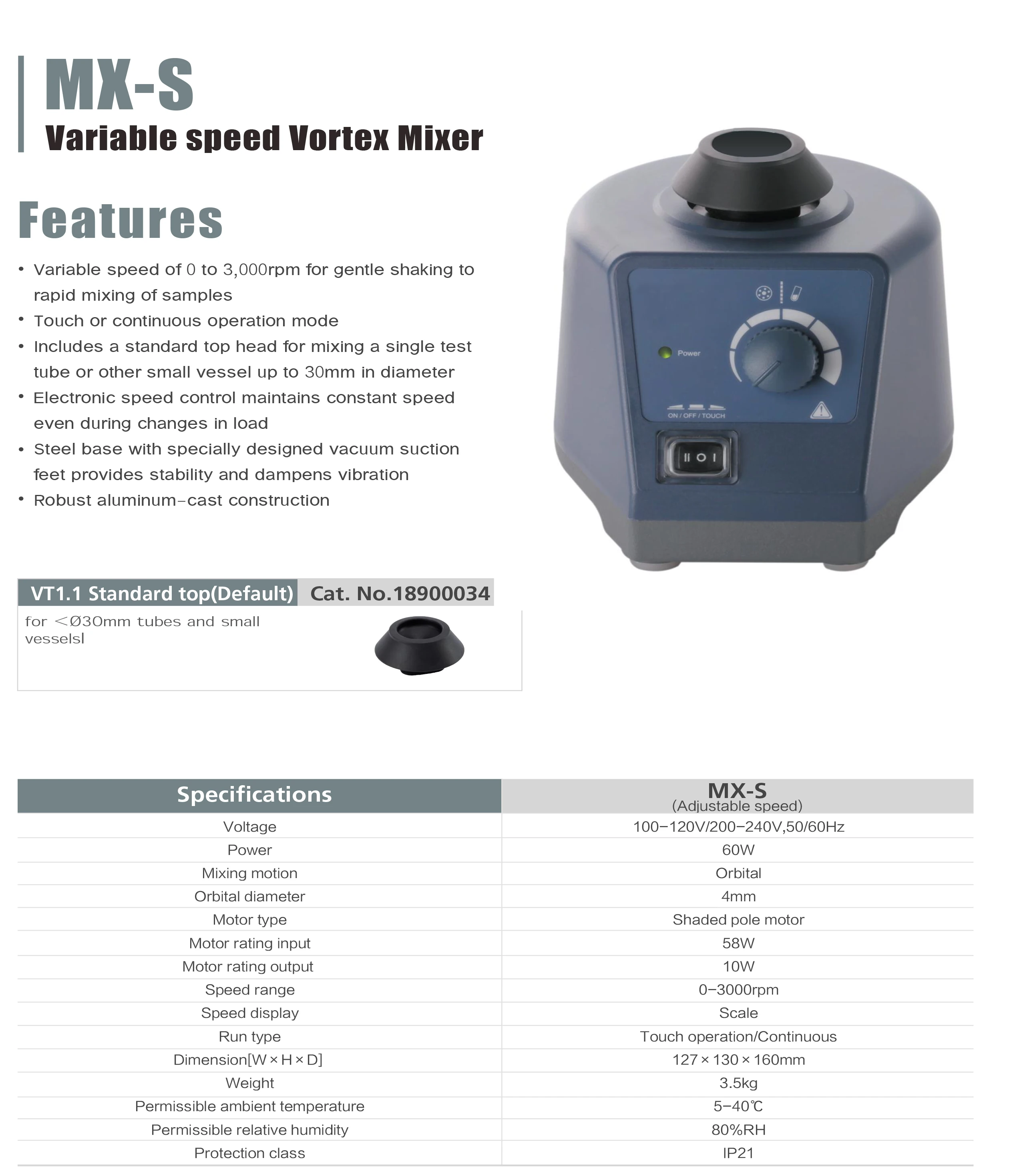 MX-S Adjustable Variable Speed Vortex Mixer 0-3000rpm Mini vortex Mixer ...