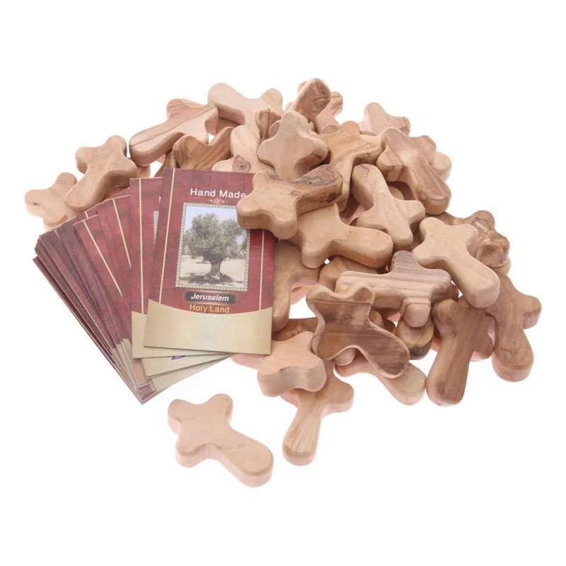 50 Small Olive Wood Hand Crosses Bethlehem Factory | Wooden Meditation ...