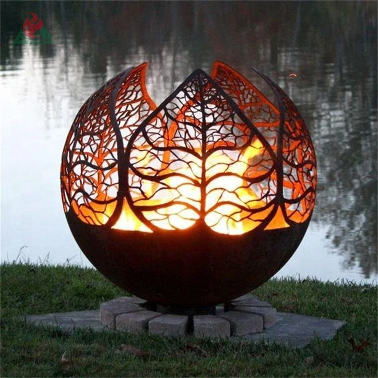 Corten Steel Fireball - Durable and Stylish Outdoor Fire Sphere