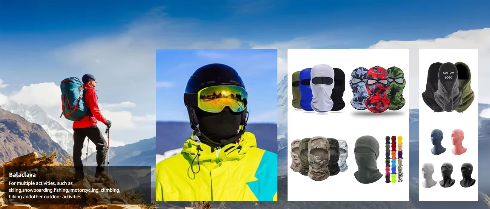 Custom Logo Pro Sublimated Balaclava Ski Mask - Breathable & Waterproof