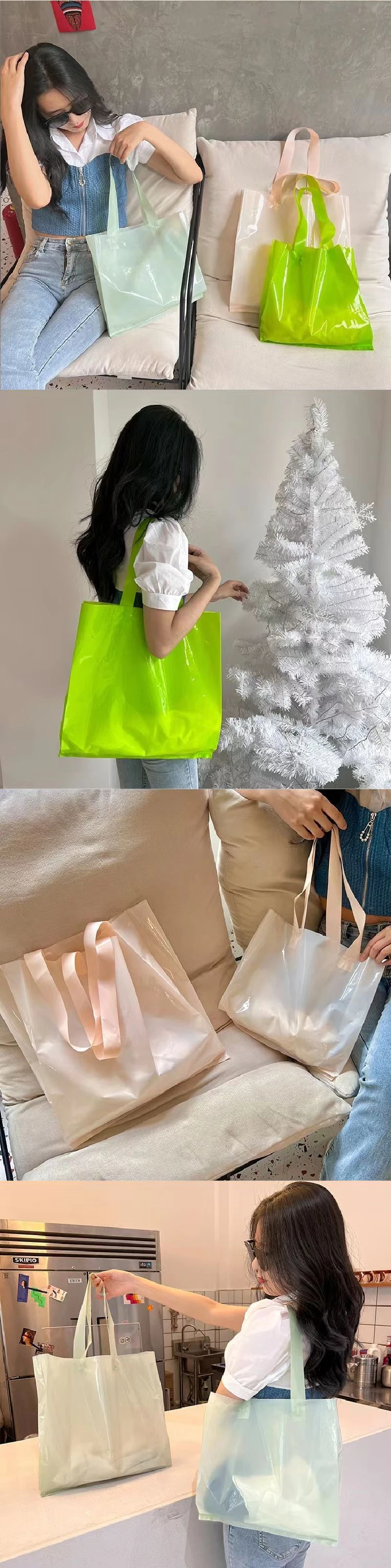 Custom PE Plastic Clothing Garment Carry Colorful Packaging Soft Loop ...