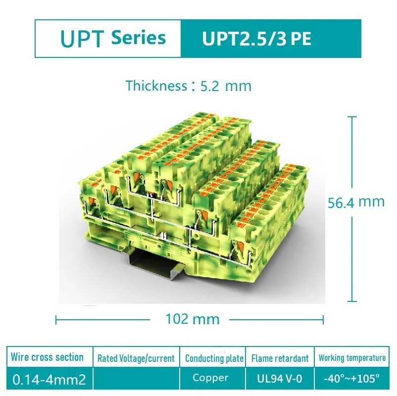 Triple Level Push Button Feed Through Earth Wiring Clamp Panel Mount ...