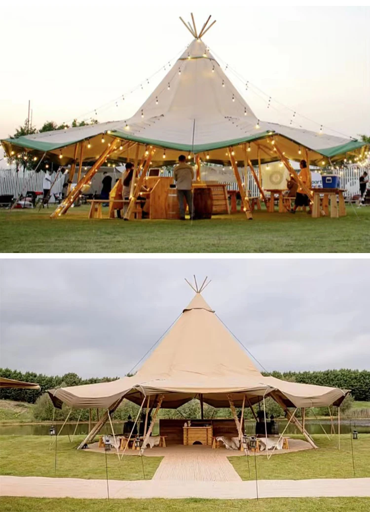 Custom Waterproof Luxury Tent House Wooden Pole Camping Outdoor Tents ...