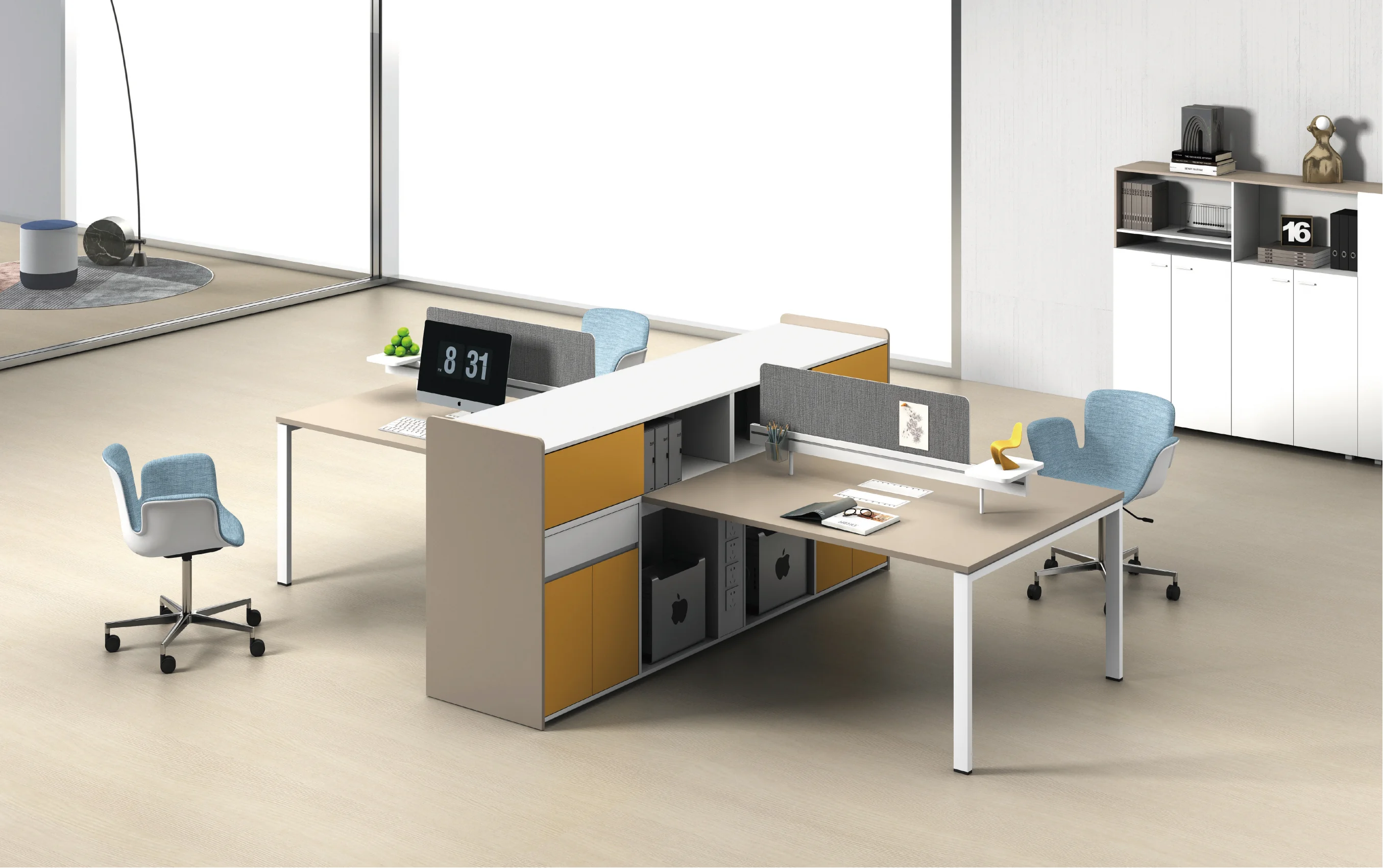Office Workstations Working Station System Furniture Shared Screen ...