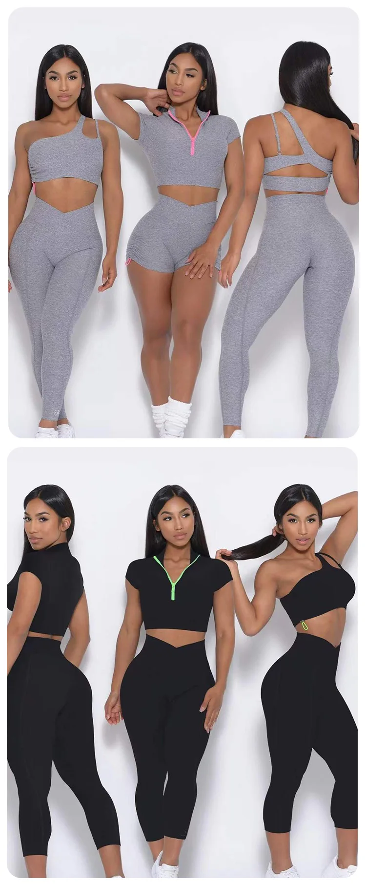 Custom Logo V Cut Yoga Athletic Workout Set Women Clothing Active Wear Gym Fitness Sets - Buy ...