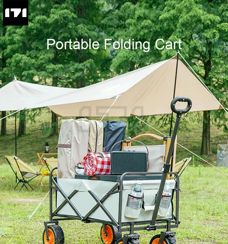 Multi-function Push Cart Folding Table Cart Folding Camping Cart For ...