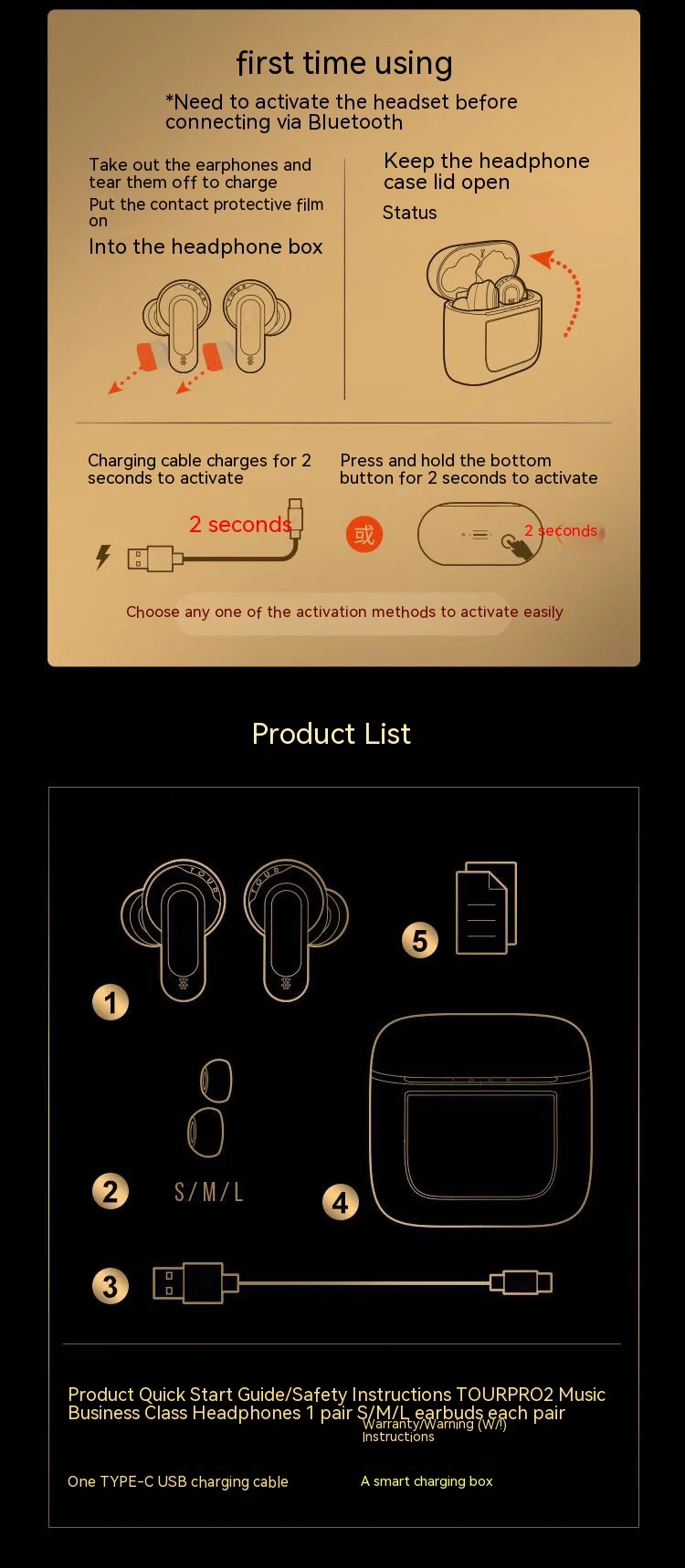 V8 Tour Pro 2 Hifi Stereo Earbuds with ANC and Fast Charge