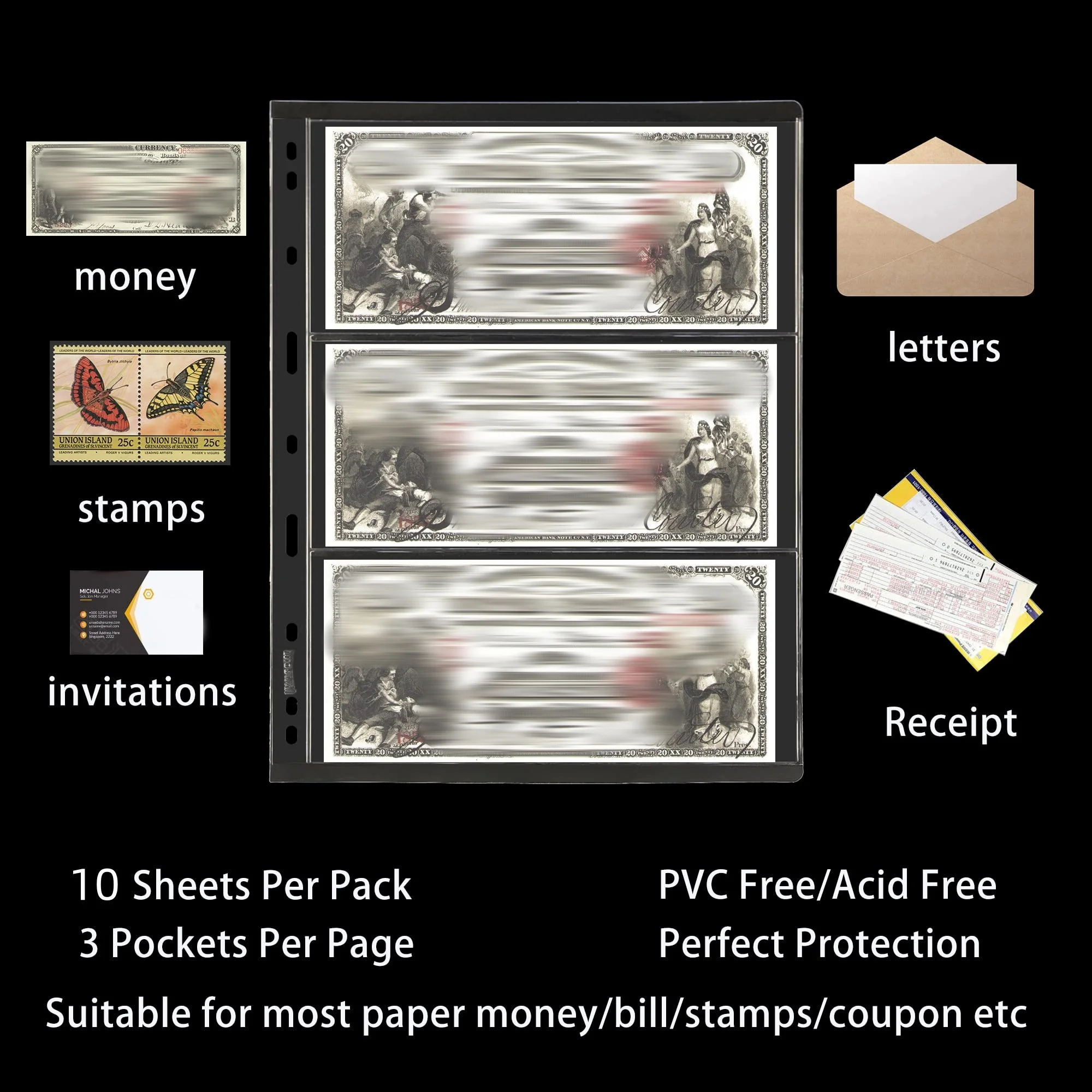 Acid Free PVC Dollar Bill Holders - Perfect for Collectibles