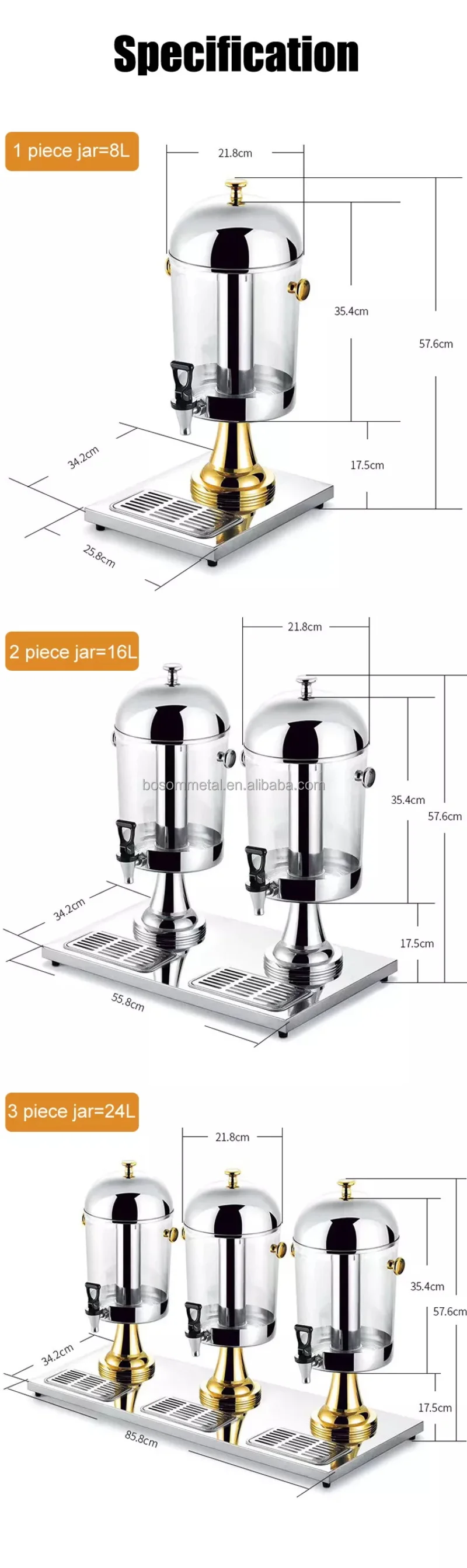 8 Litre Stainless Steel Juice Beverage Dispenser Restaurant For Parties ...