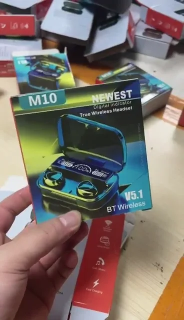 New M10 Tws Bt5.1 Earphone Hifi Stereo Music Waterproof 3d Touch ...