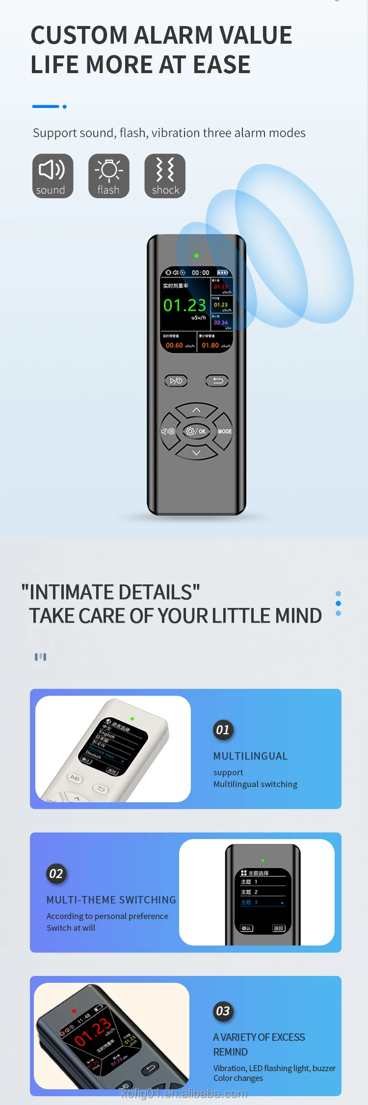 Gm01 Digital Nuclear Radiation Detector Geiger Counter Black Radiation ...