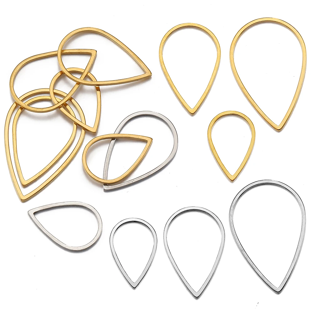 Stainless Steel Drop Closed Frame Rings Teardrop Charms Connectors ...