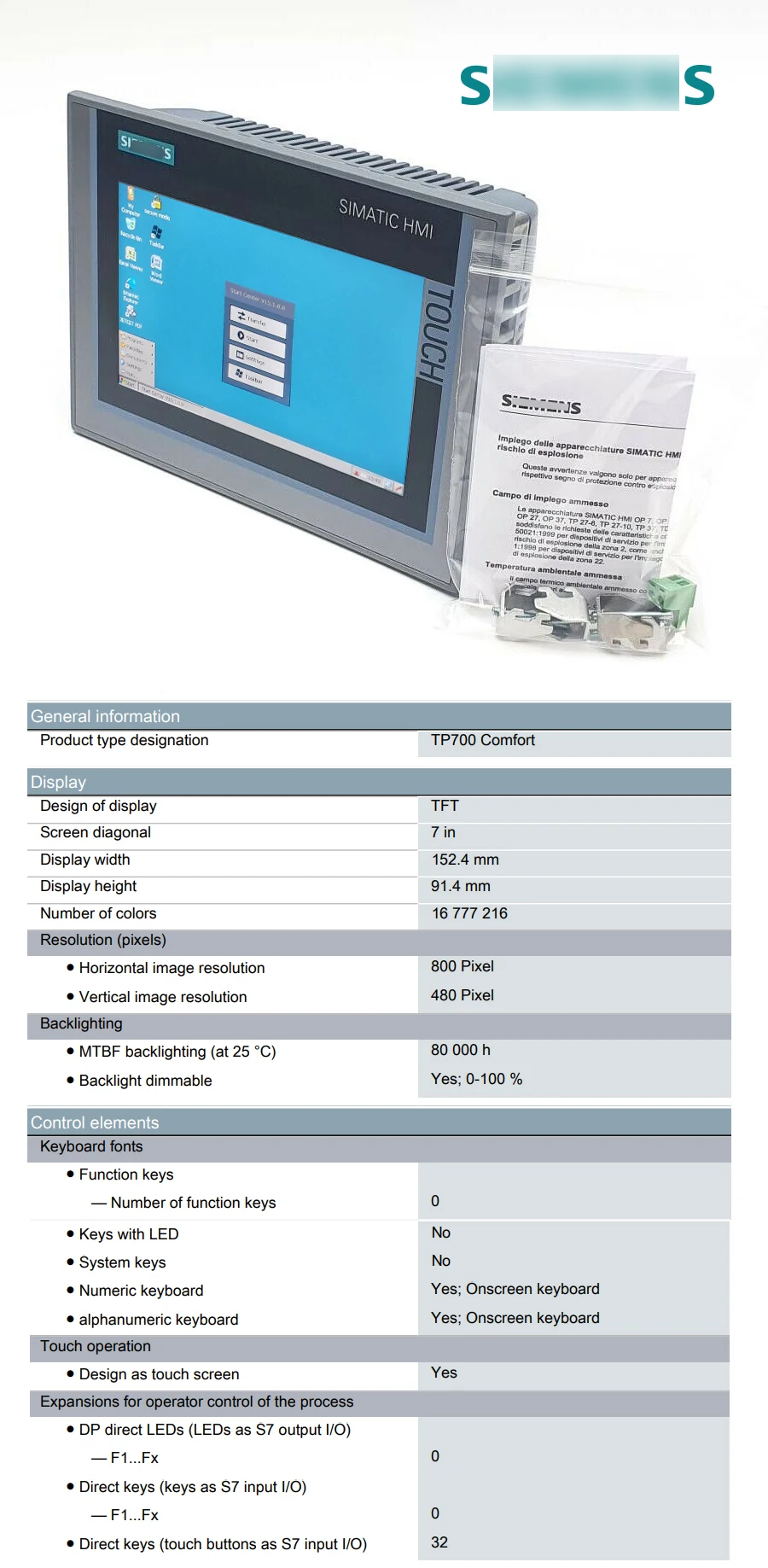 Durable Using Original Simatic Hmi Tp700 Comfort 6av2124-0gc01-0ax0 ...
