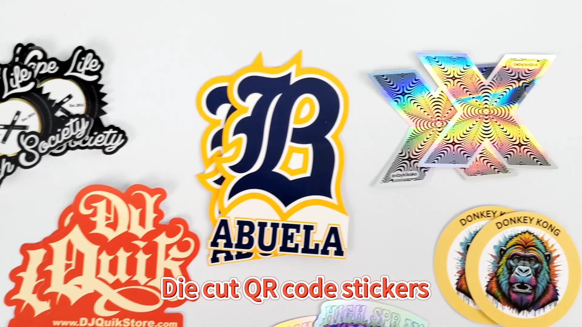 Die Cut Logo Uv Resist Back Split Self Adhesive Promotional Custom Qr ...