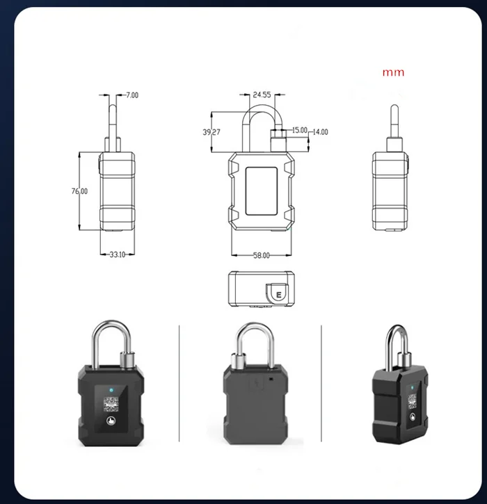 Unlock Key Type-C Rechargeable Electronic TCP RFID Smart Padlock Type-C ...