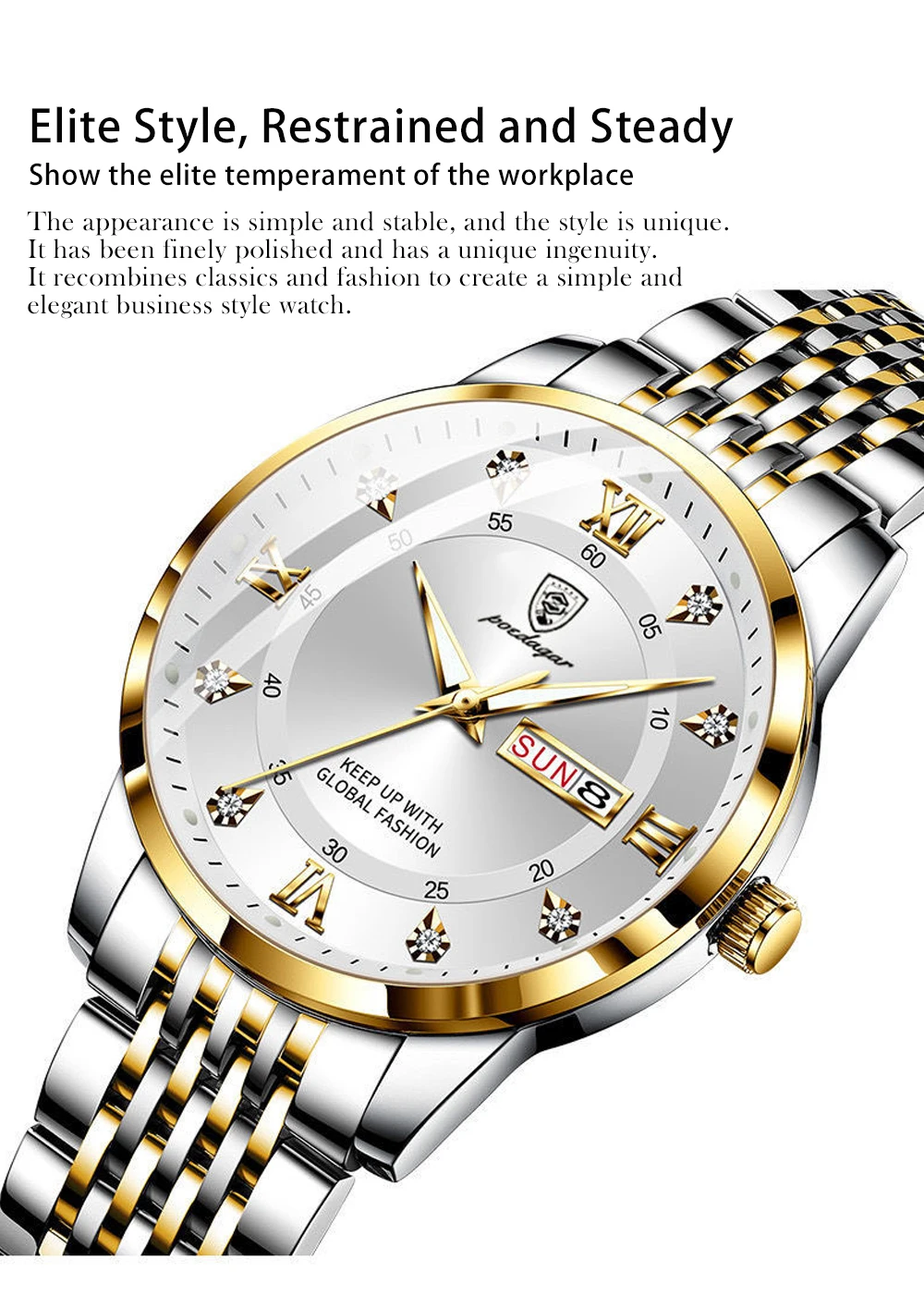 POEDAGAR 836 Men's Chronograph Watch - Stainless Steel, Luminous ...