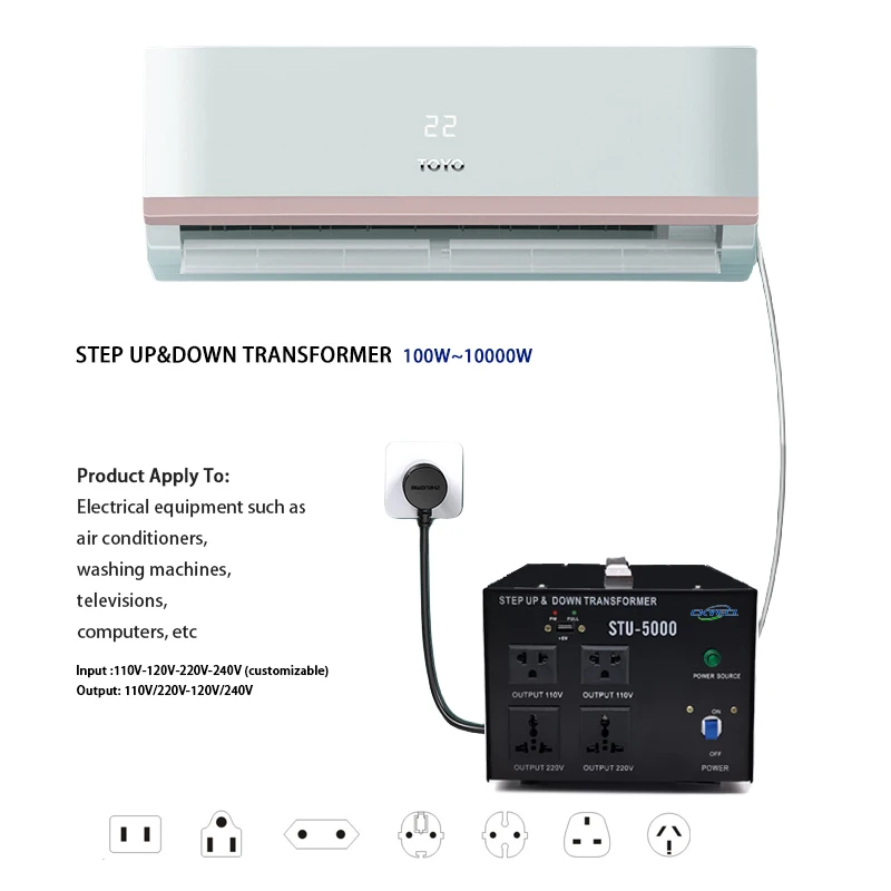All Copper Step Down Transformer 220V to 110V Voltage Converter & OEM