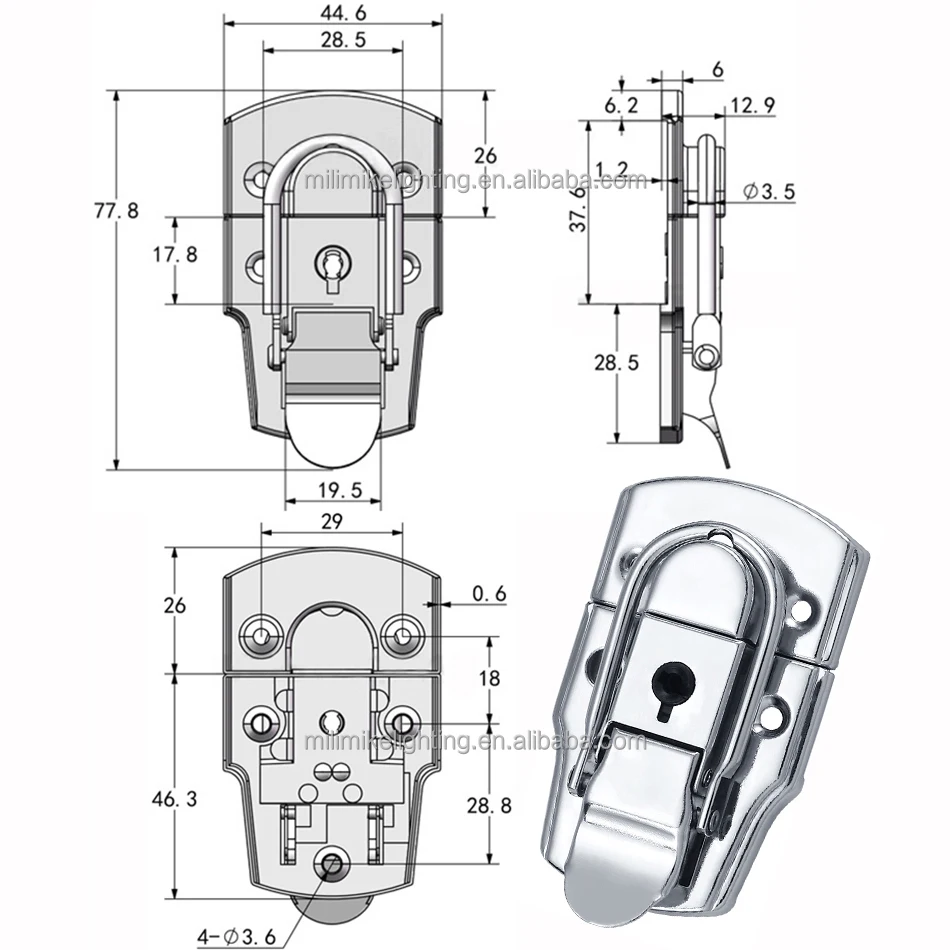 Metal Flight case Padlock Latch Lock Tool Box Latch for Metal ...