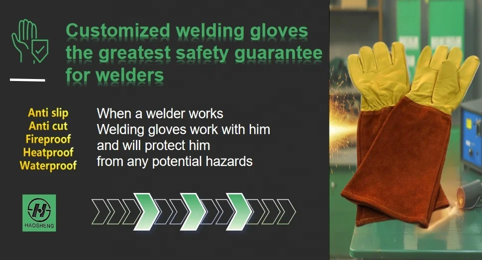 Custom Design Professional 16-inch Split Cowhide Leather Welding Gloves ...