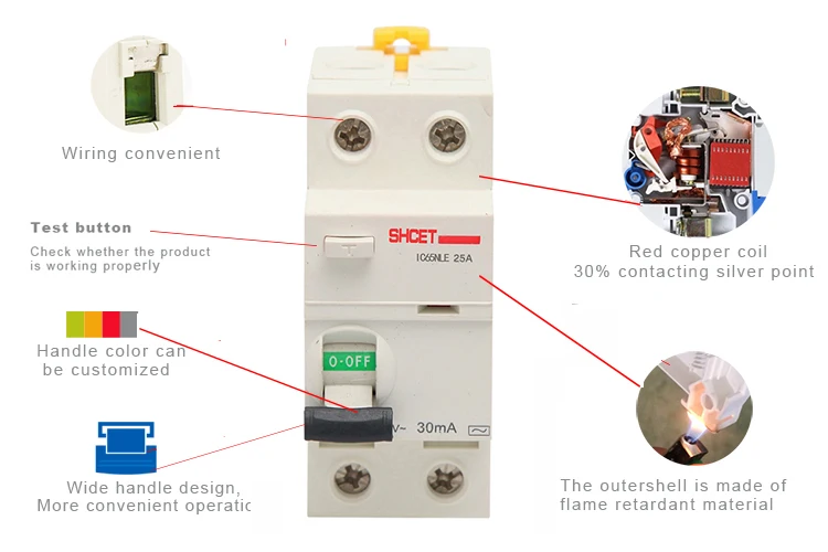 Rccb 2pole 2p 4p 6ma 30ma 6a 16amp C20 32 Amp 32a 40a 60a 63 A ...
