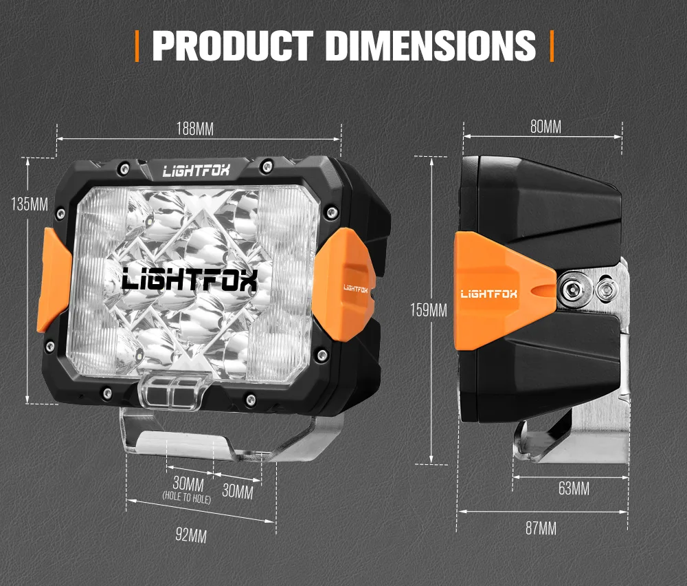 LIGHTFOX 9 Inch LED Offroad Driving Light - Waterproof & Durable, OEM