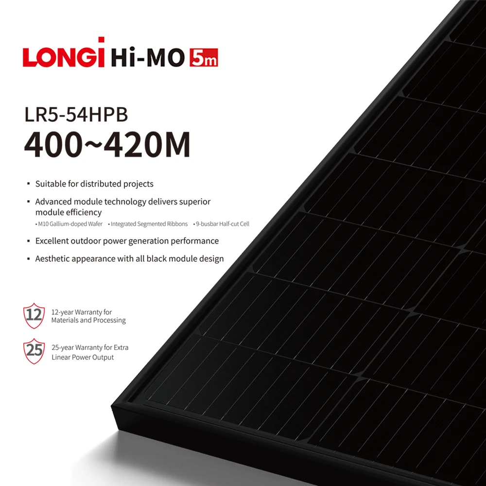 Longi Solar Panel 540w 545w 550w 425w 420w Hi-mo 4 Hi-mo 5 Black Longi ...