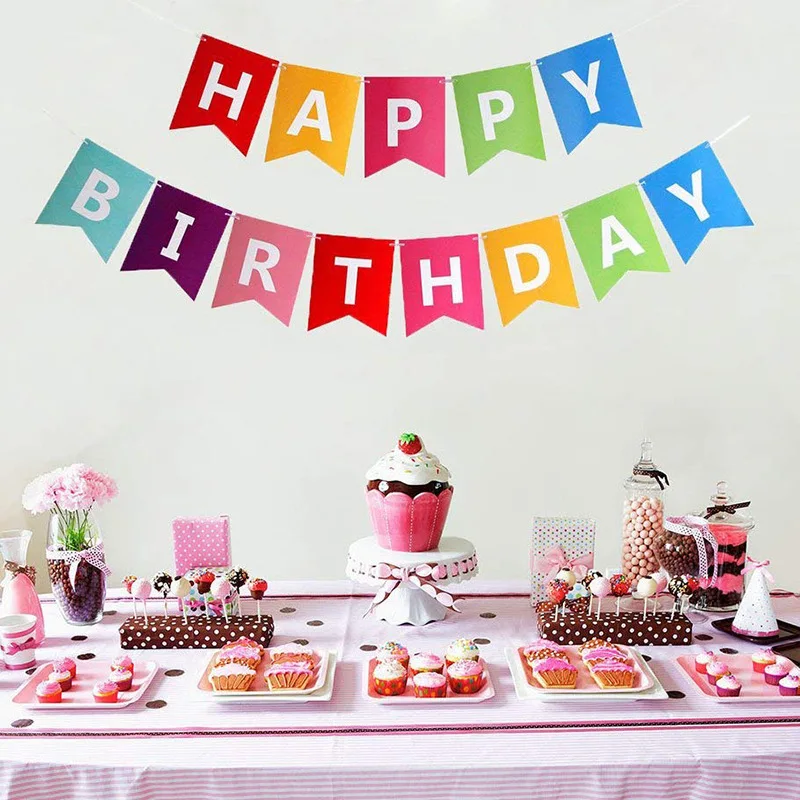 Wholesale Birthday Color Flag Hot Goldfish Tail Happy Birthday Flags ...