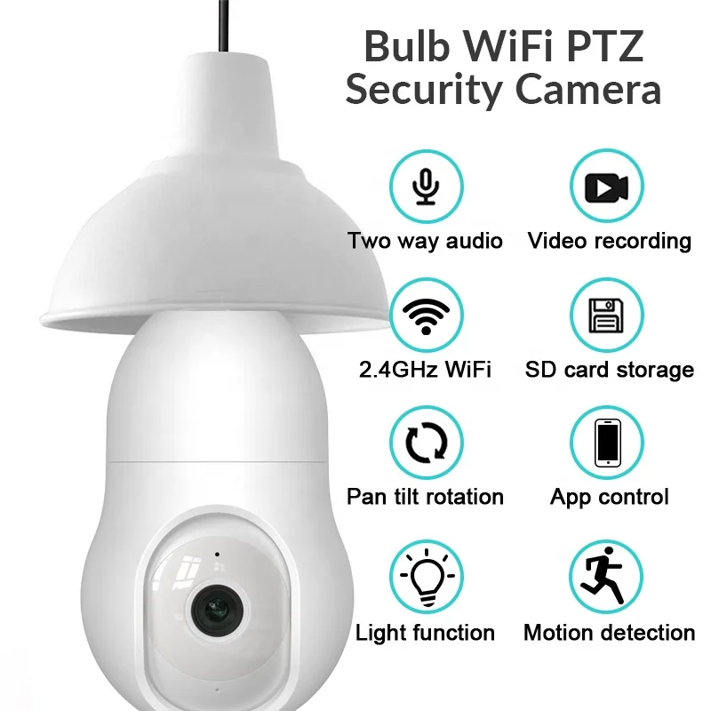 Tuya E27 Bulb Panoramic Camera WiFi 4MP Two Way Audio 3.6mm Lens Easy ...