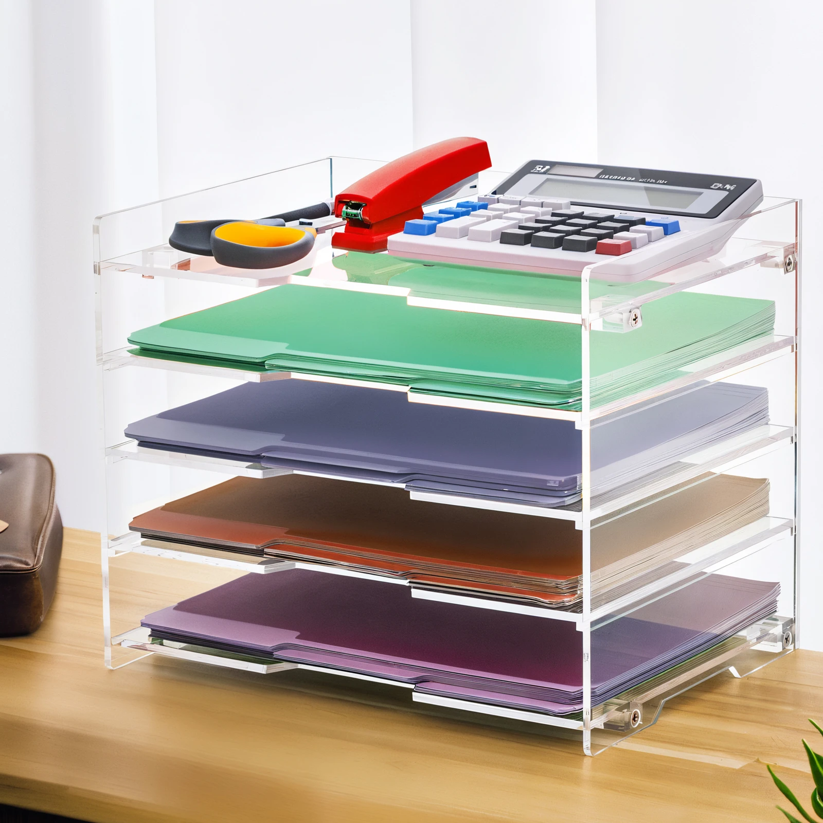 Clear Acrylic File Organizer with Multiple Layers for Office and Desk ...