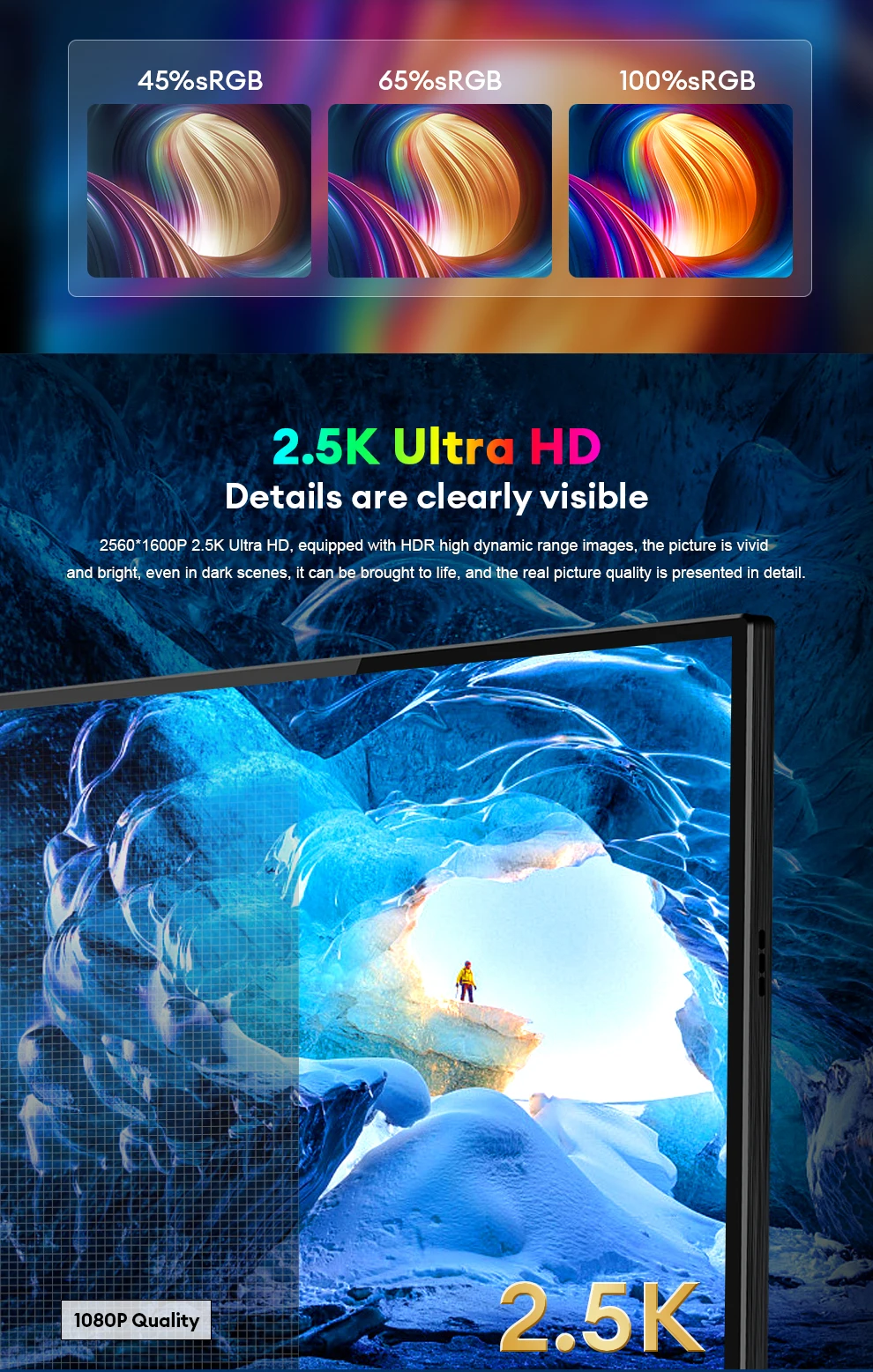 Zeuslap 16 Inch Touchscreen Portable Gaming Monitor - 2560*1600 144hz ...