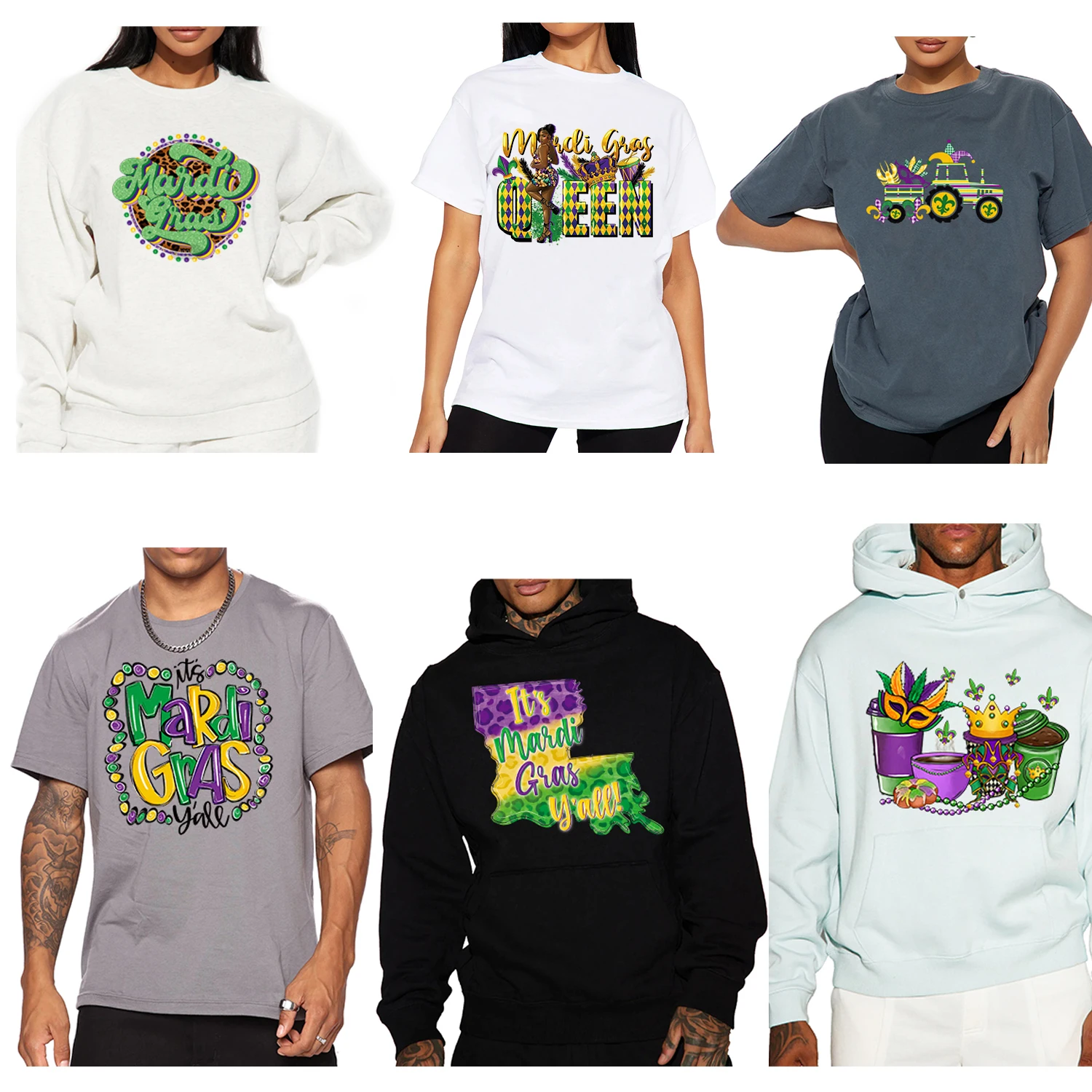 Custom Heat Logo Transfer Mardi Gras Label Dtf Transfer Film For ...