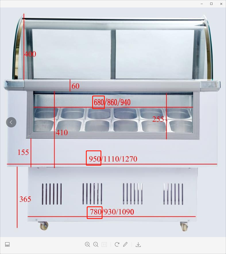 Supermarket 160L Gelato Ice Cream Scoop Curved Glass Refrigerator ...