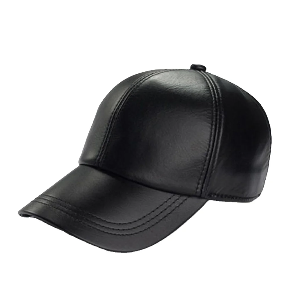 Custom Men's Leather Baseball Cap Sporty And Street Style Leather Bill ...