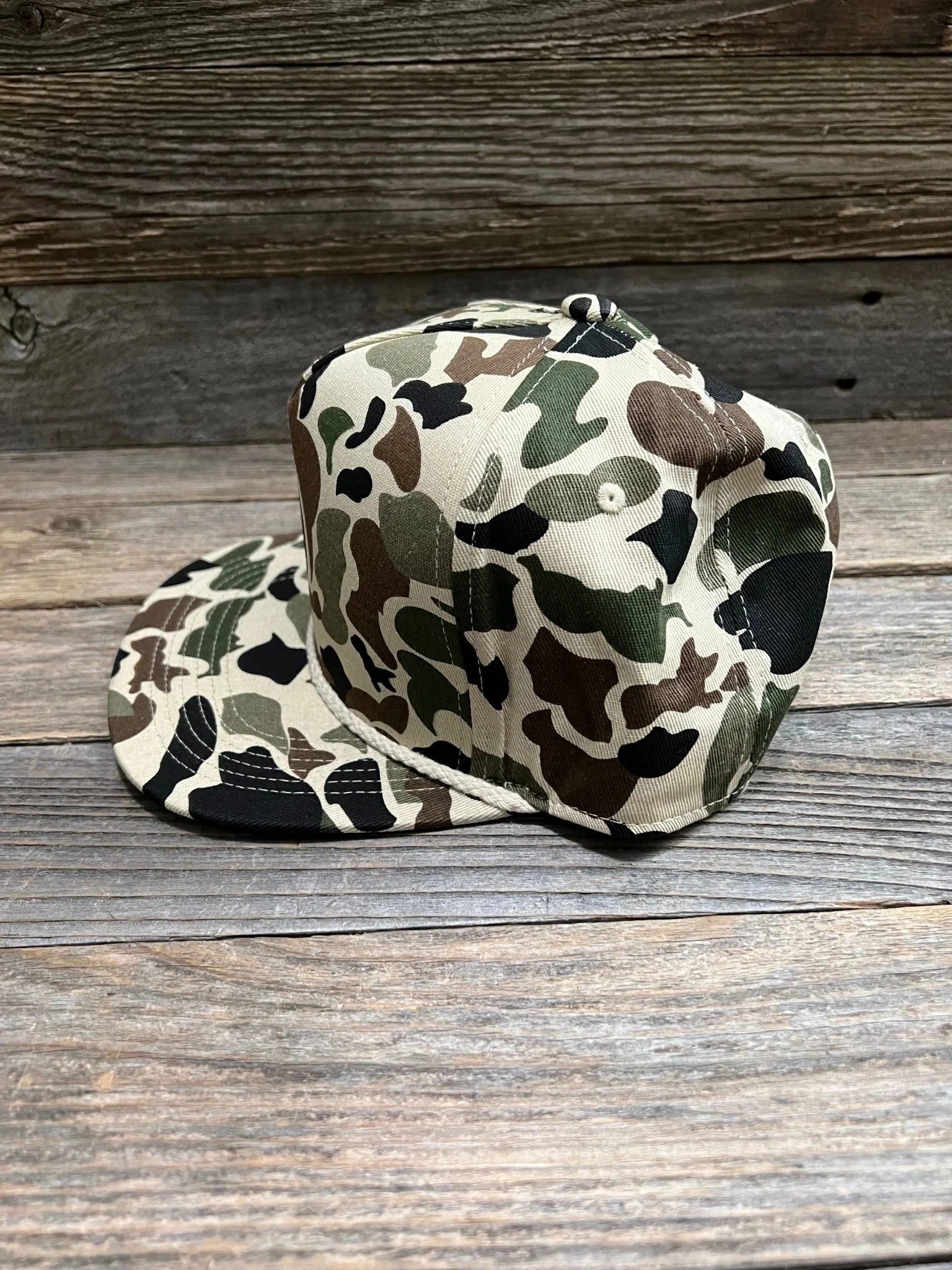 Flat Brim Custom Duck Vintage Camo 5 Panel Leather Patch Men Gorras Old ...